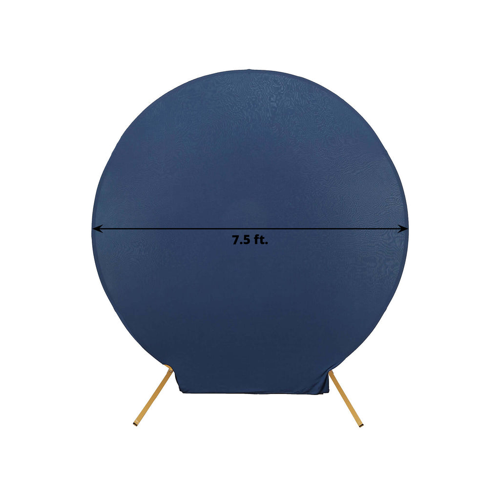 7.5ft Navy Blue Round Spandex Backdrop Cover | tableclothsfactory.com