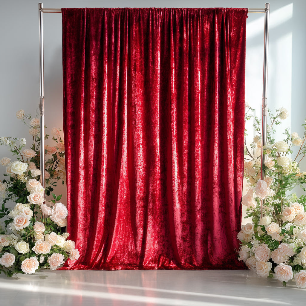 Red Crushed Velvet Curtain 5ft x 14ft | TableclothsFactory