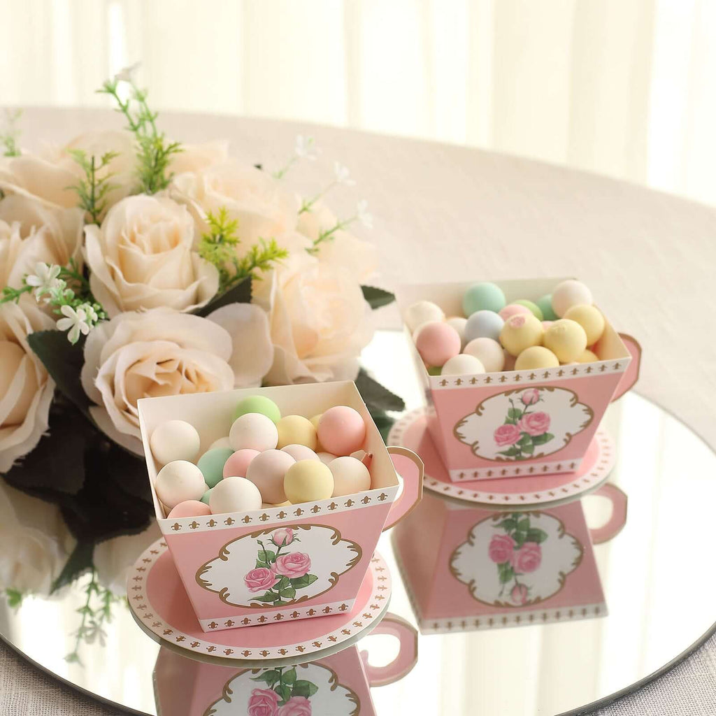 Dusty Rose Mini Teacup Favor Boxes - 25 Pack | tableclothsfactory.com