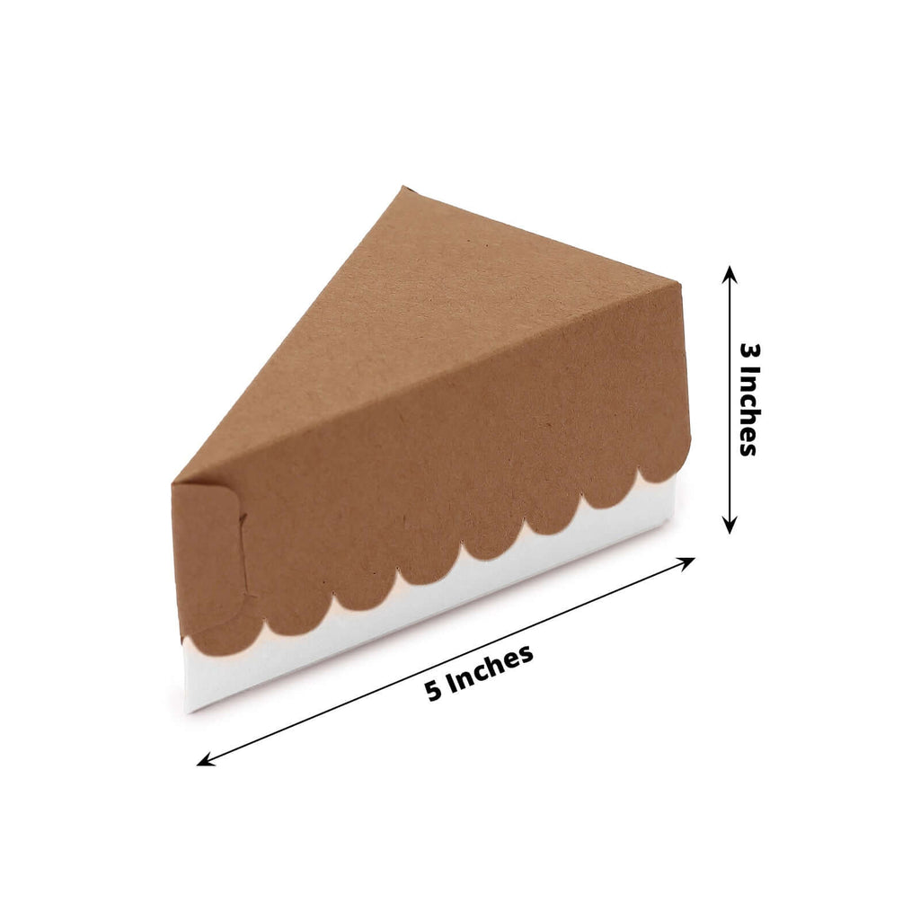 Paper Cake Slice Boxes 5"x3" Natural Brown by TableclothsFactory.com