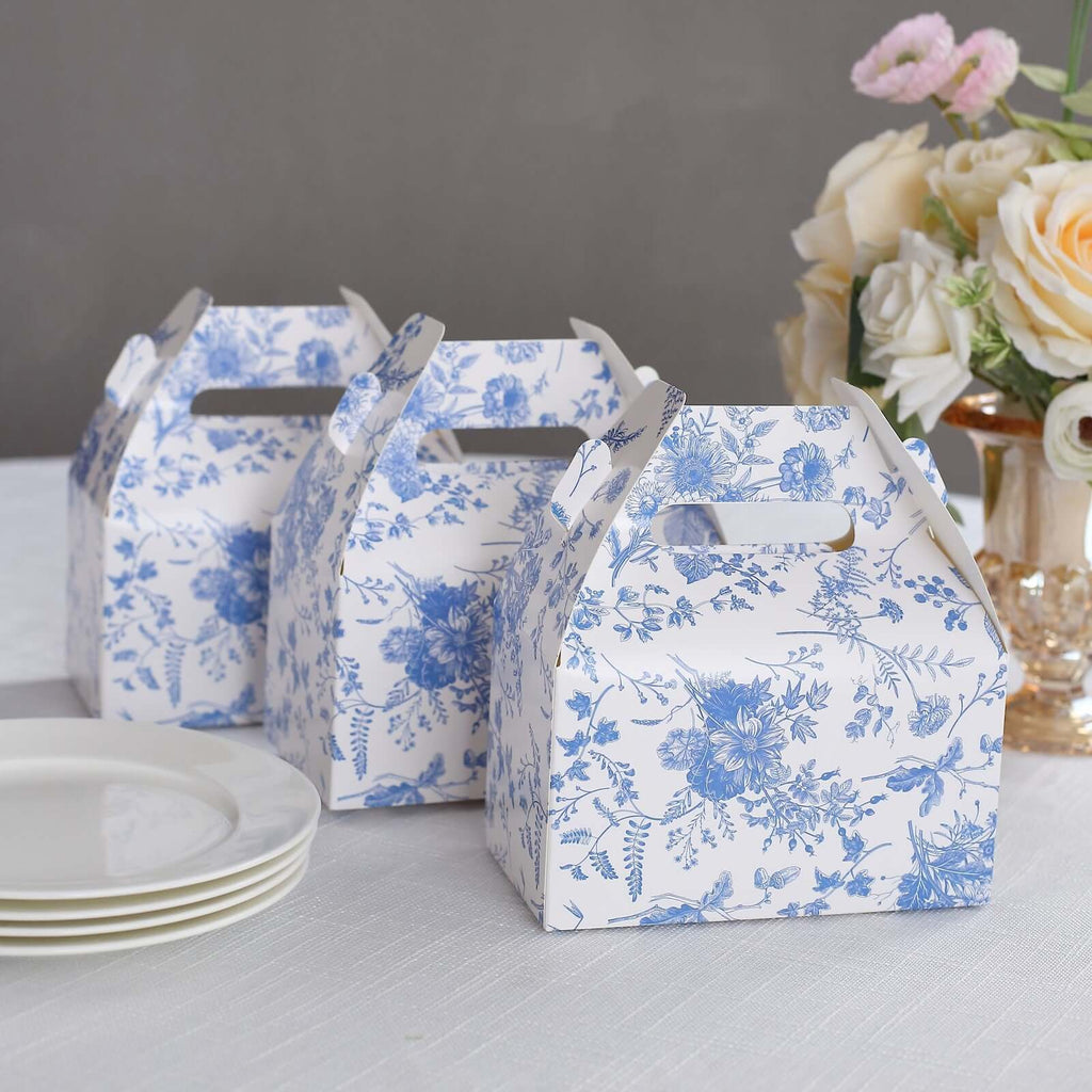 White Blue Candy Gift Tote Gable Boxes | Tableclothsfactory.com