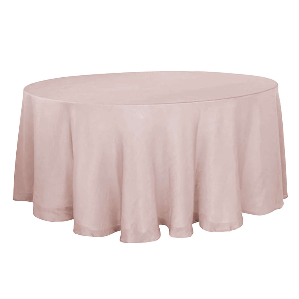 Faux Linen Round Tablecloth 120" Blush by TableclothsFactory.com