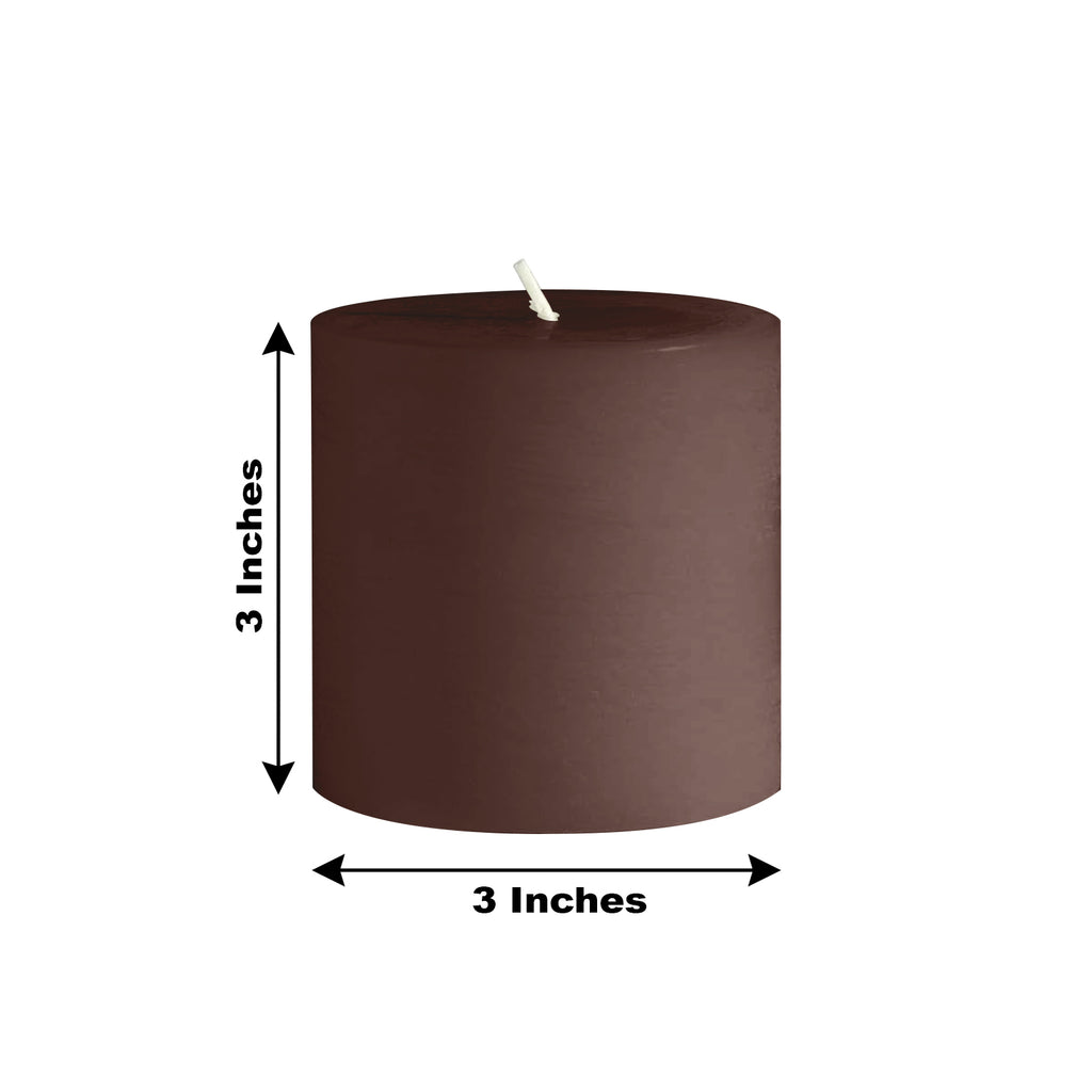 6pk Unscented Pillar Candles 3x3 Brown | TableclothsFactory