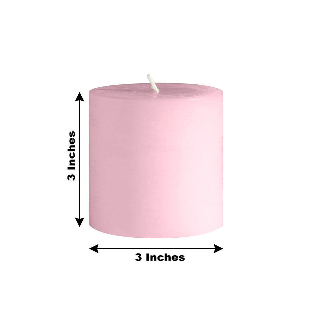 6pk Unscented Pillar Candles 3x3 Pink | TableclothsFactory