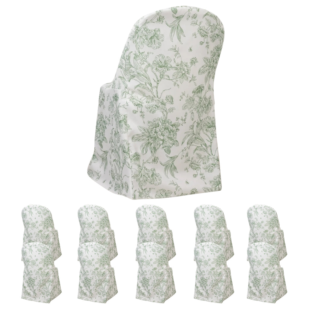 Polyester Chair Covers Dusty Sage Toile | TableclothsFactory