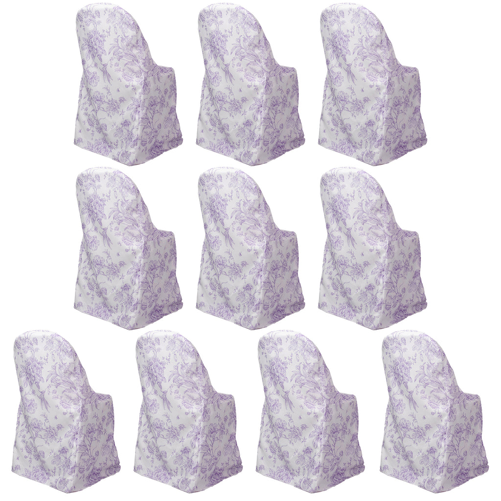 10pk Toile Folding Chair Covers Lilac | TableclothsFactory