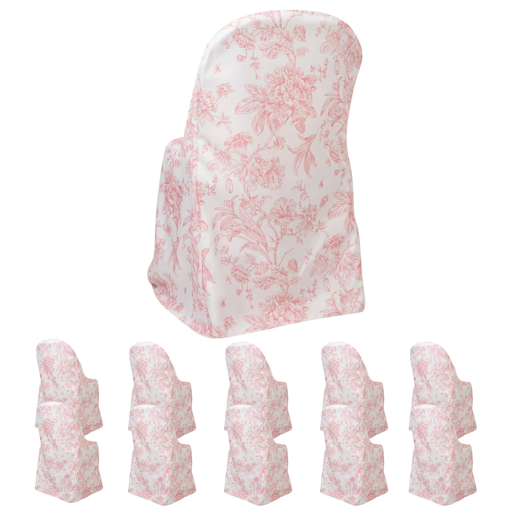 Polyester Chair Covers Pink Toile | TableclothsFactory