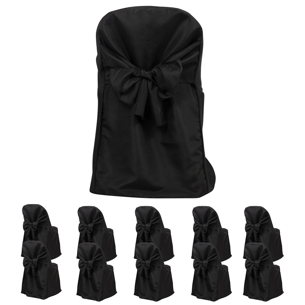 Polyester Chair Covers w/ Sashes Black | TableclothsFactory