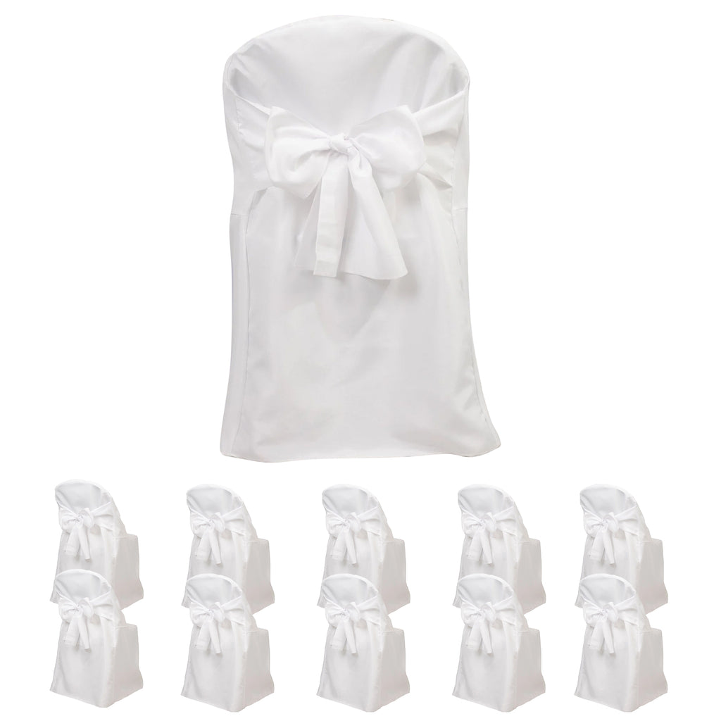 Polyester Chair Covers w/ Sashes White | TableclothsFactory