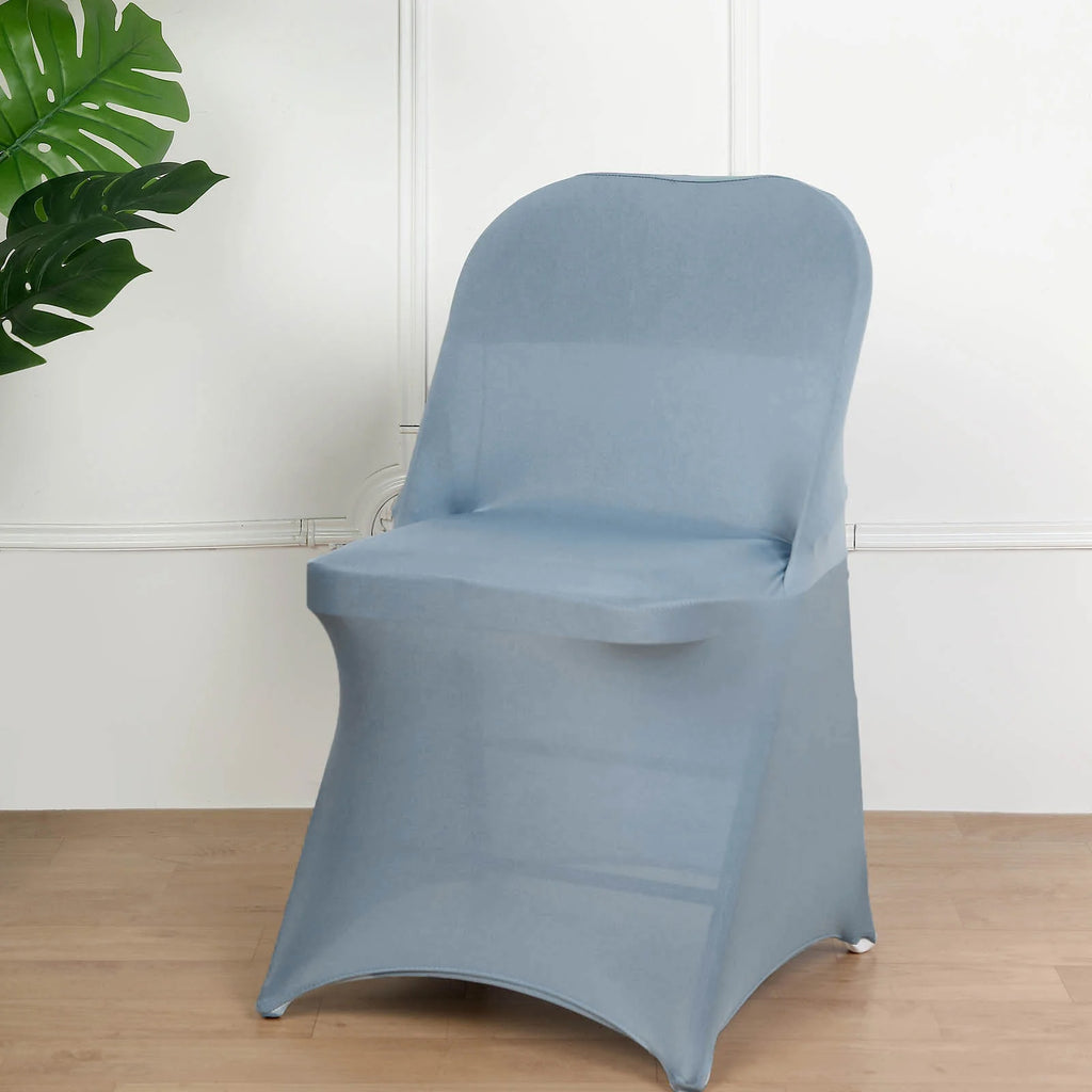 10 Pack Spandex Folding Chair Cover Dusty Blue by TableclothsFactory.com