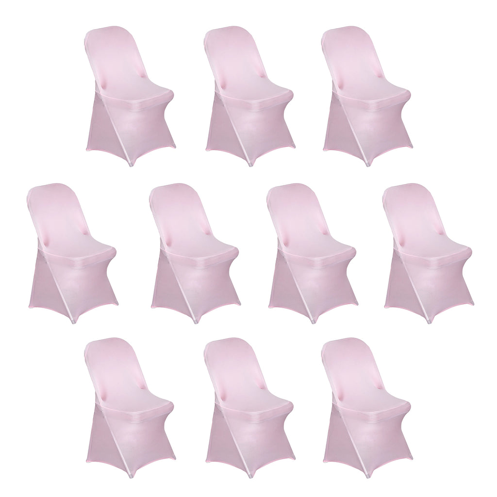 10 Pack Spandex Folding Chair Cover Pink by TableclothsFactory.com