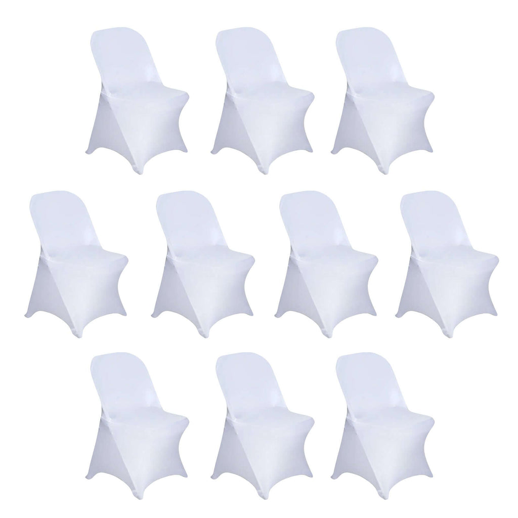 10 Pack Spandex Folding Chair Cover White by TableclothsFactory.com