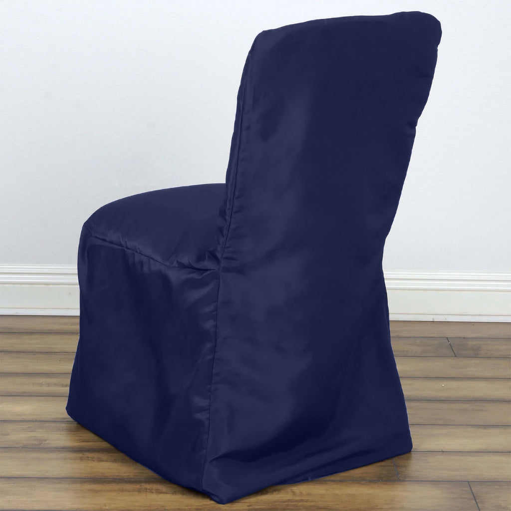Navy Blue Polyester Square Chair Cover | TableclothsFactory