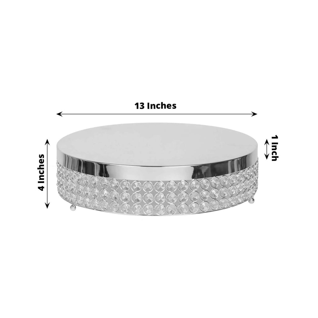 Silver Crystal Beaded Cake Stand 13" by TableclothsFactory.com