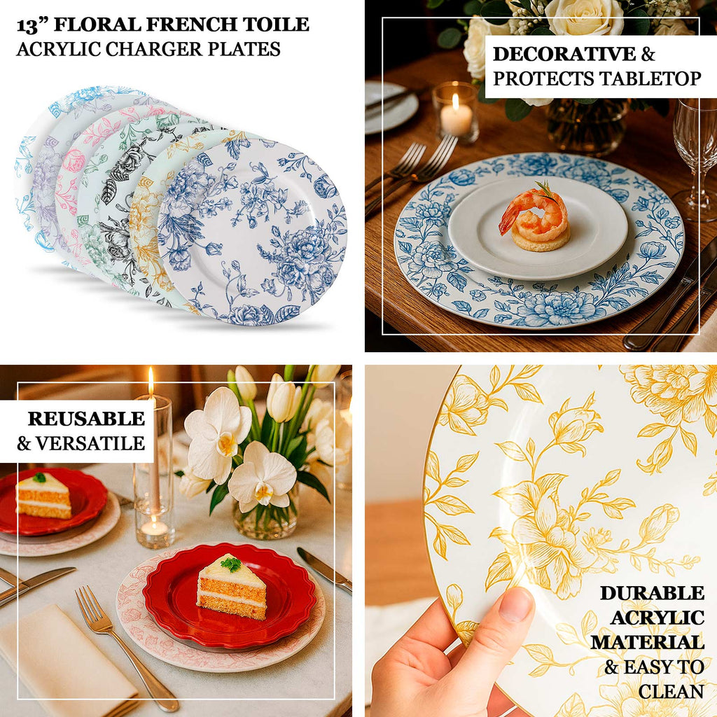 White Lavender Charger Plates 13" | TableclothsFactory