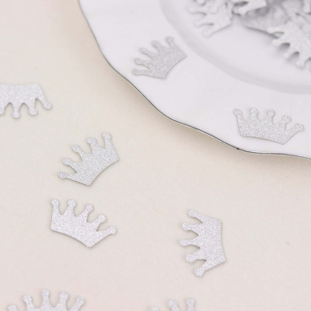 Princess Crown Paper Confetti Silver by TableclothsFactory.com