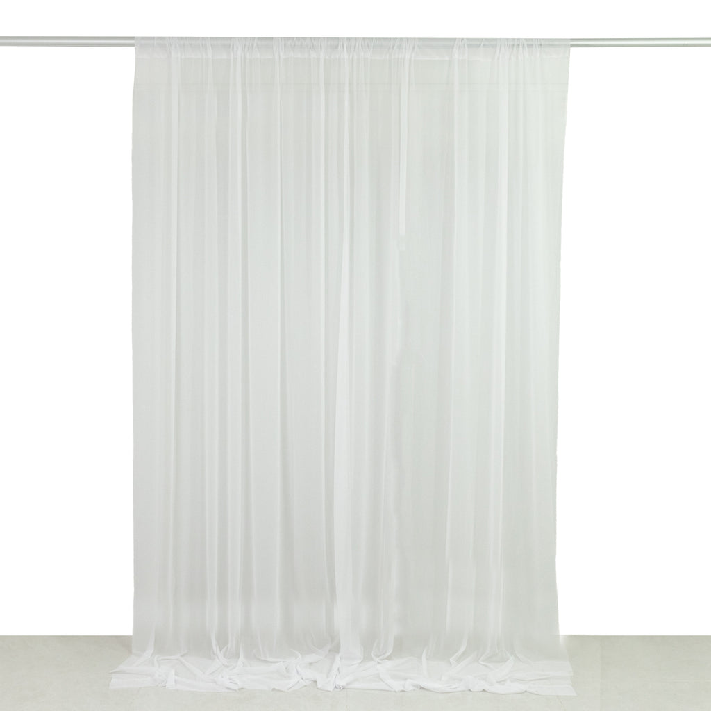 Sheer Backdrop Curtain 10ft White Drape | TableclothsFactory