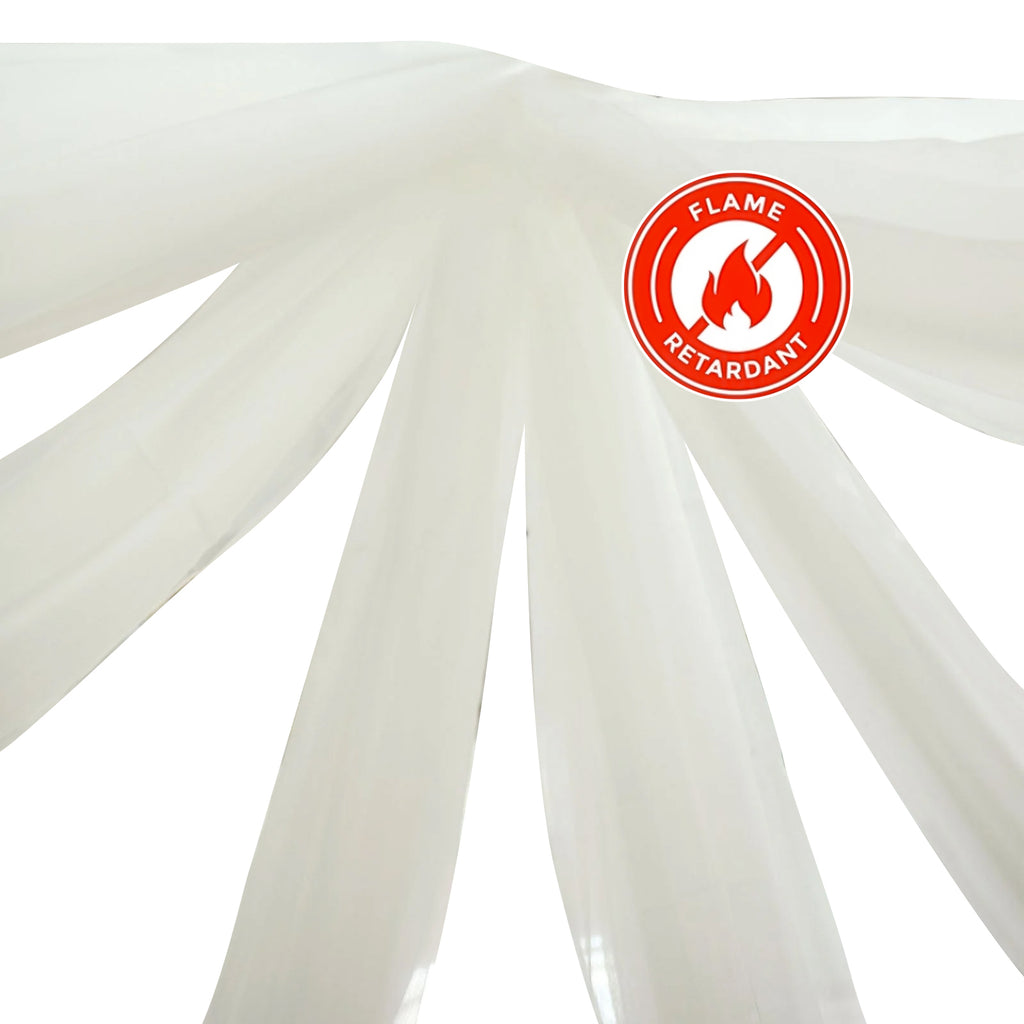 Ivory Sheer Fire Retardant Curtain Panels 10ftx20ft | TableclothsFactory