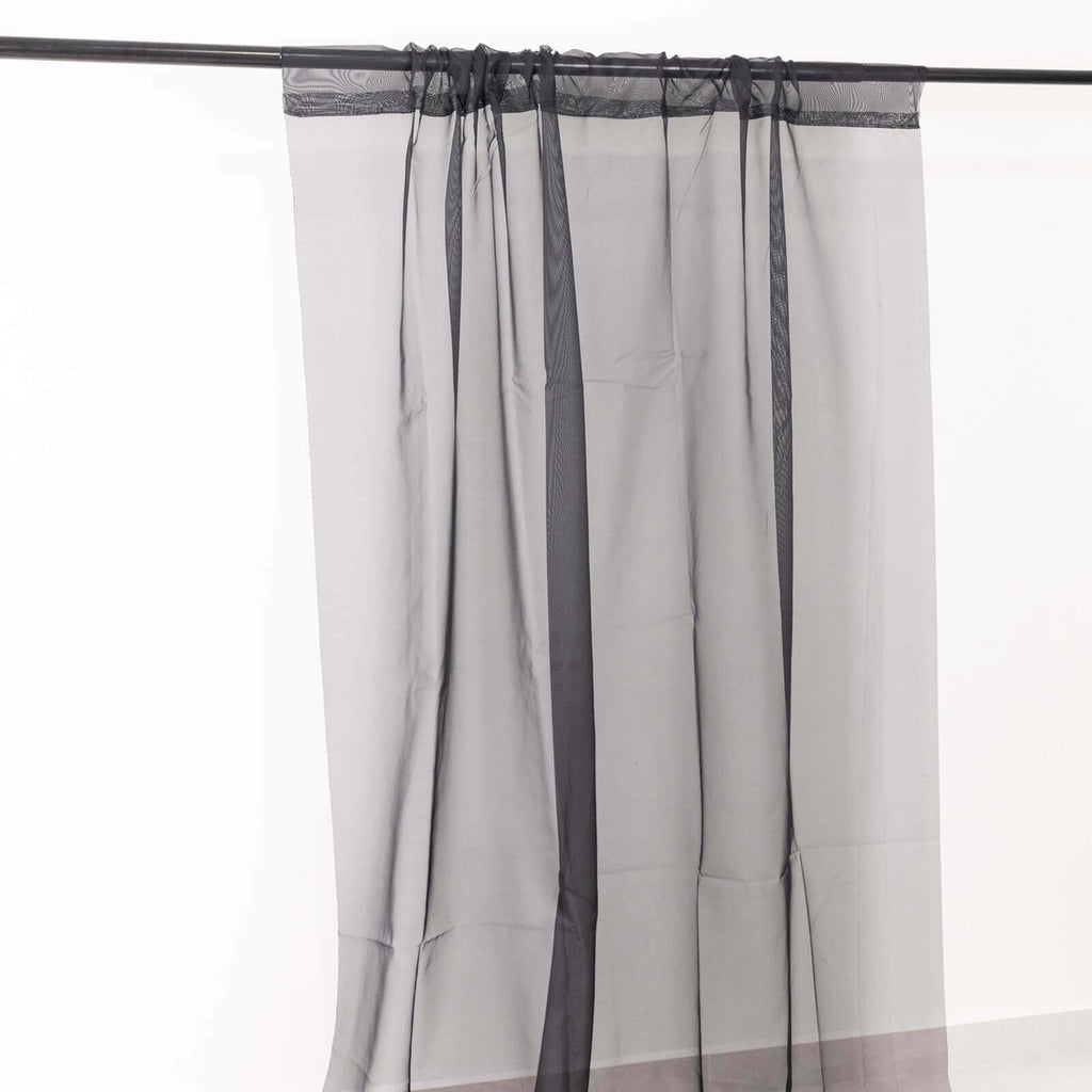5ftx32ft Black Chiffon Curtain Panel | tableclothsfactory.com