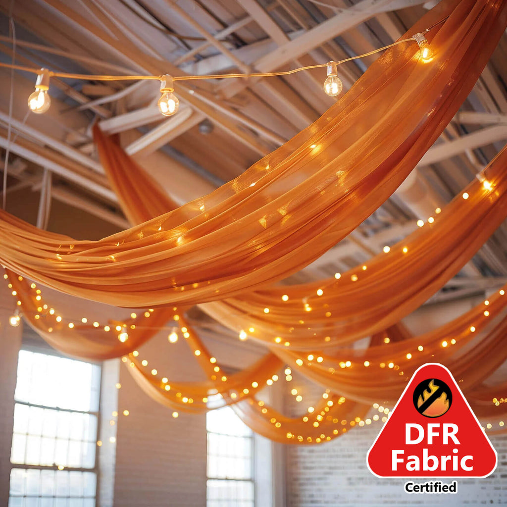5ftx32ft Rust Chiffon Curtain Panel | tableclothsfactory.com