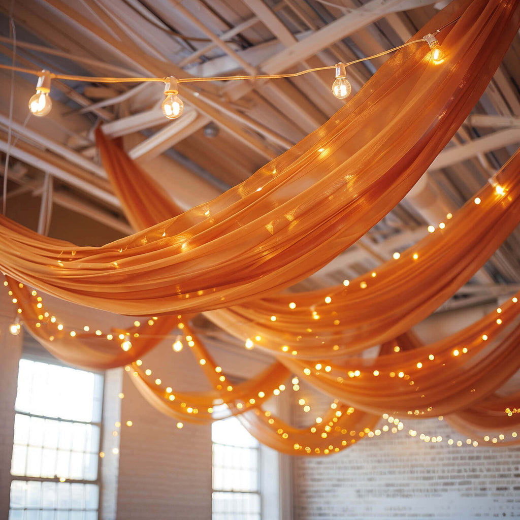 5ftx32ft Rust Chiffon Curtain Panel | tableclothsfactory.com
