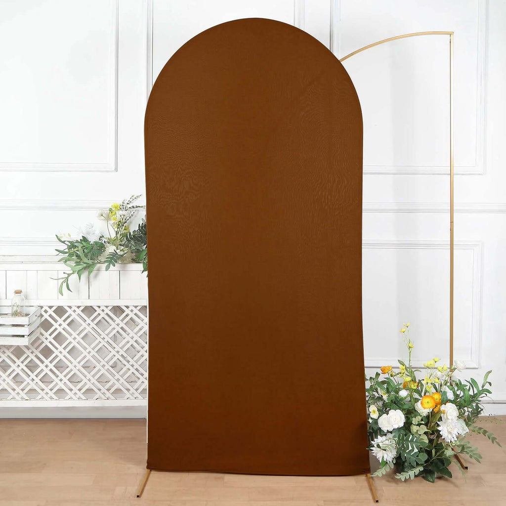 7ft Cinnamon Brown Spandex Backdrop Cover | tableclothsfactory.com
