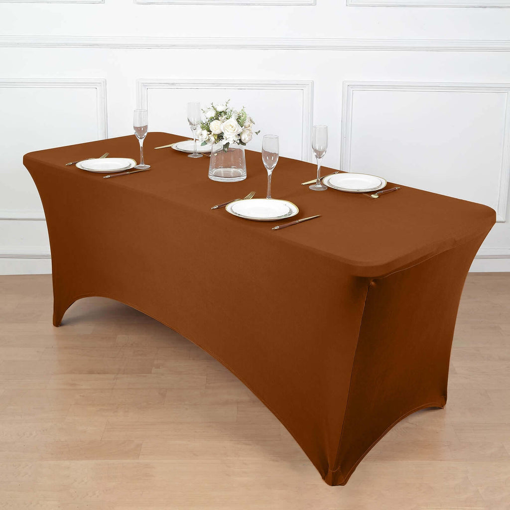 Spandex Tablecloth 6ft Cinnamon Brown by TableclothsFactory.com