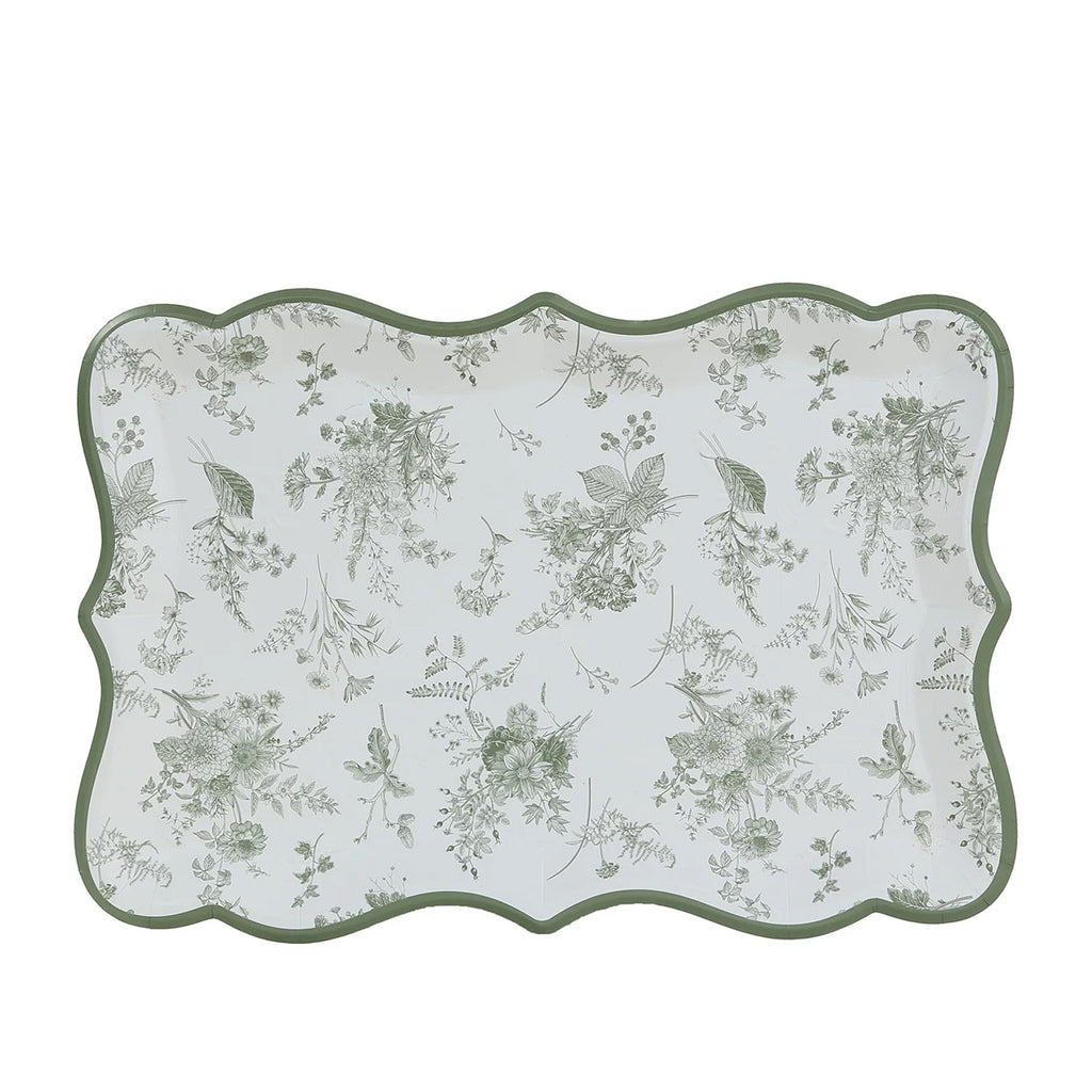 French Toile Rectangle Paper Trays Sage Green 14"x10" by ...