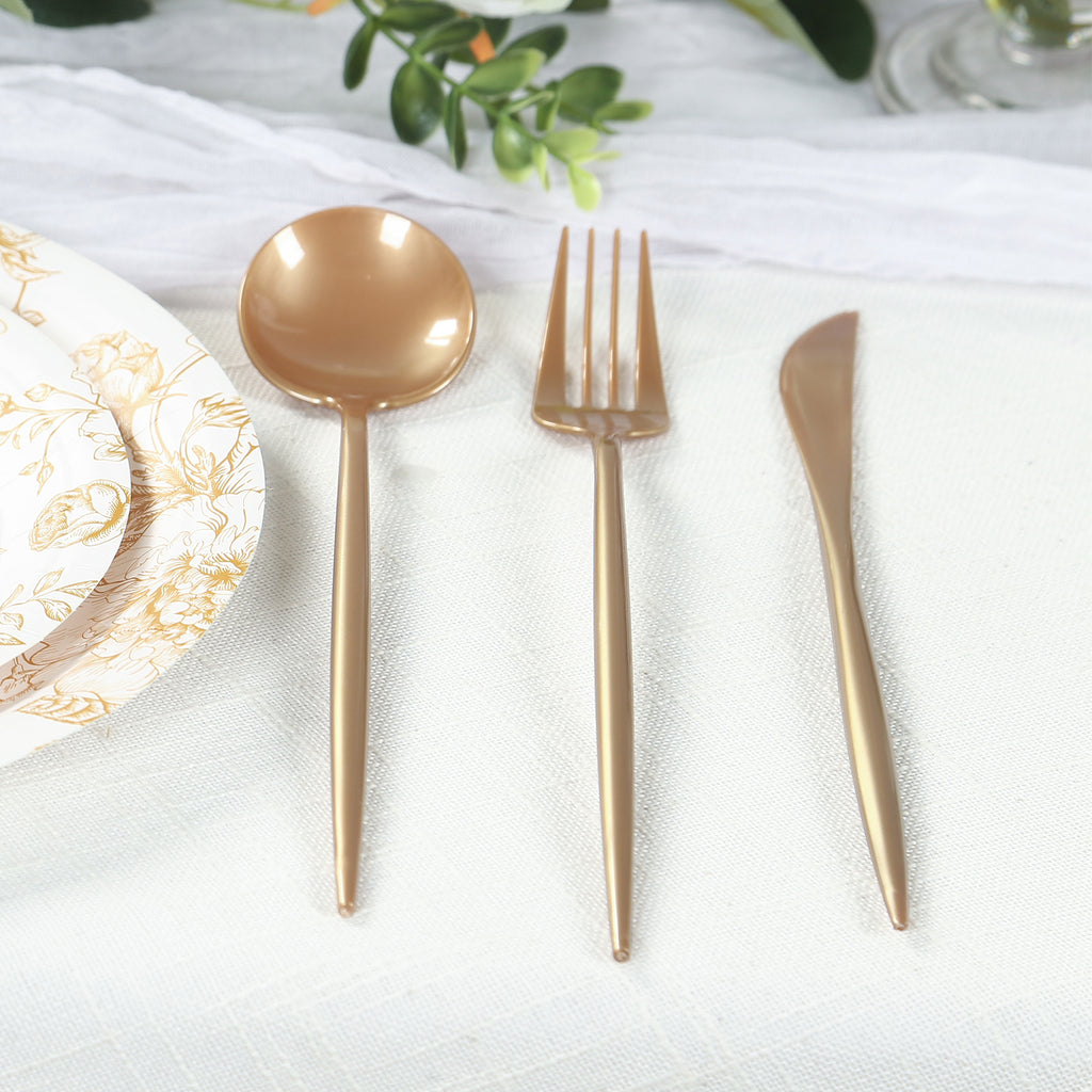 Durable Gold Disposable Utensils | TableclothsFactory