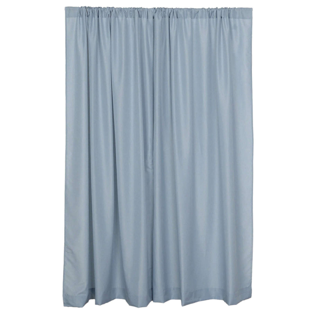 2 Dusty Blue Polyester Curtains 10ftx8ft | Tableclothsfactory.com