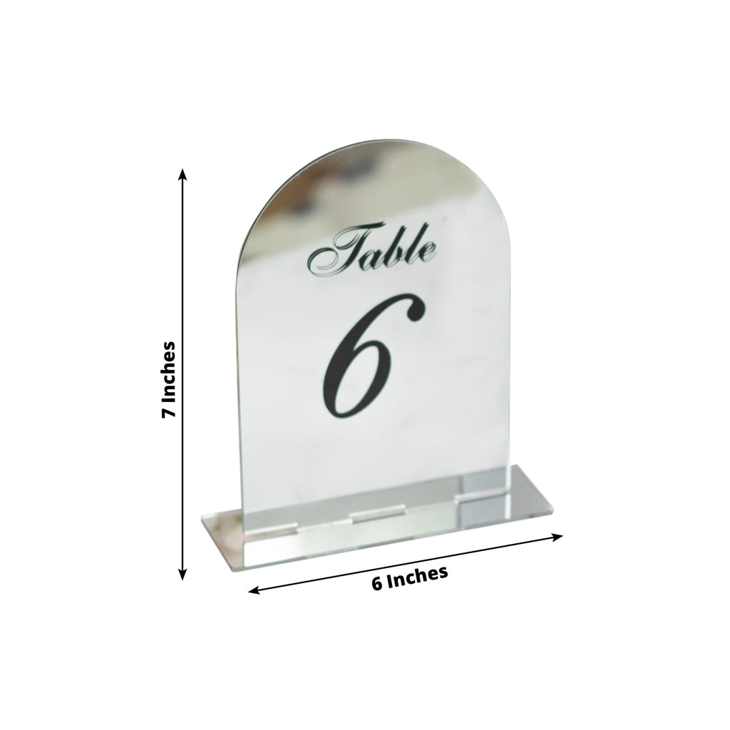 Silver Mirror Acrylic Table Numbers | TableclothsFactory