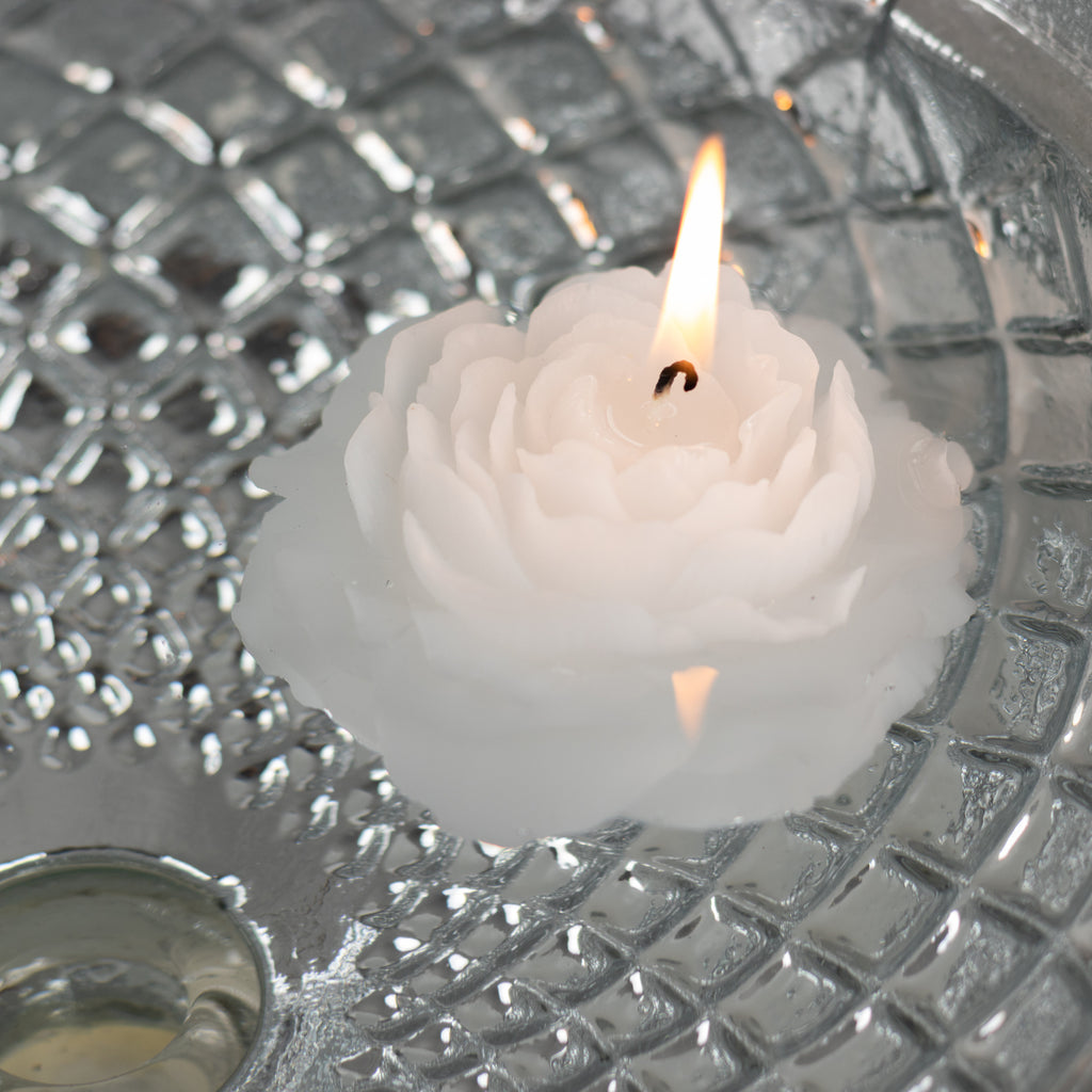 Peony Flower Floating Candles White 3" by TableclothsFactory.com