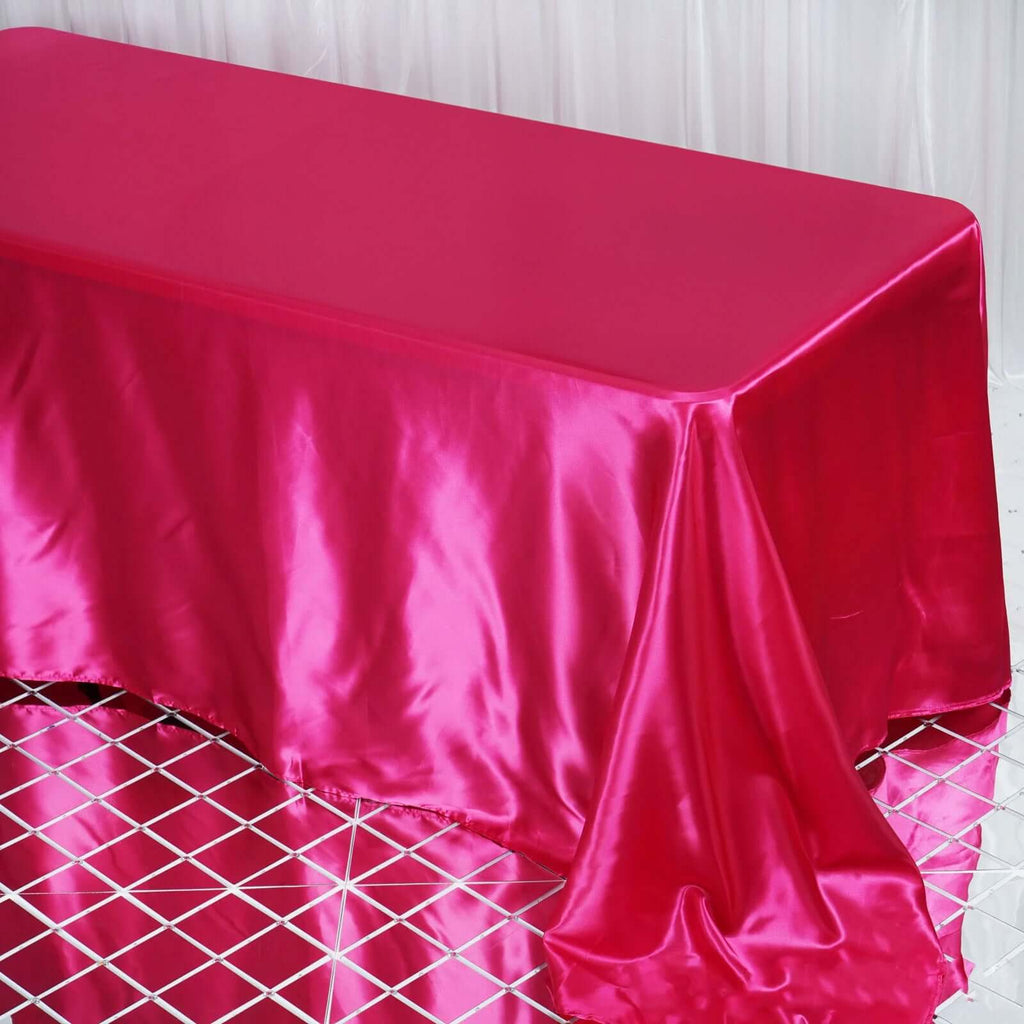 Satin Rectangle Tablecloth 90"x132" Fuchsia by TableclothsFactory.com
