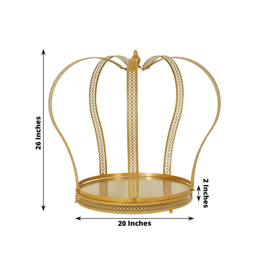 Metal Crown Wedding Cake Stand 26" Gold by TableclothsFactory.com