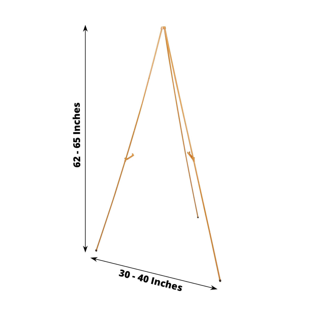 65" Gold Metal Sign Holder Easel Stand, Collapsible Tripod Stand