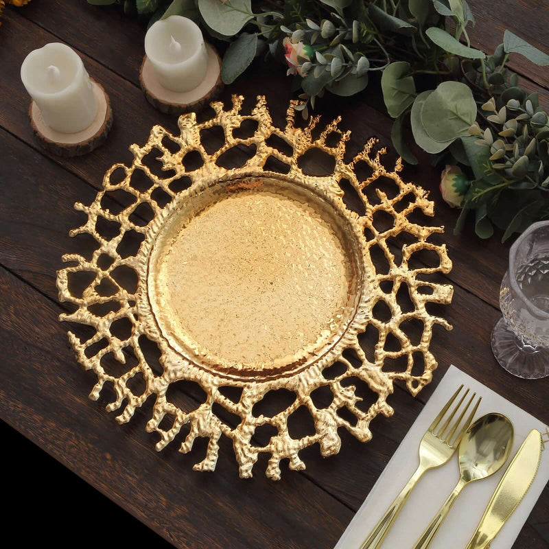Ribbed Rose Acrylic Charger Plates Metallic Gold 13" by ...