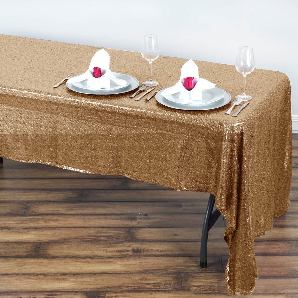 Sequin Tablecloth 60"x126" Gold by TableclothsFactory.com