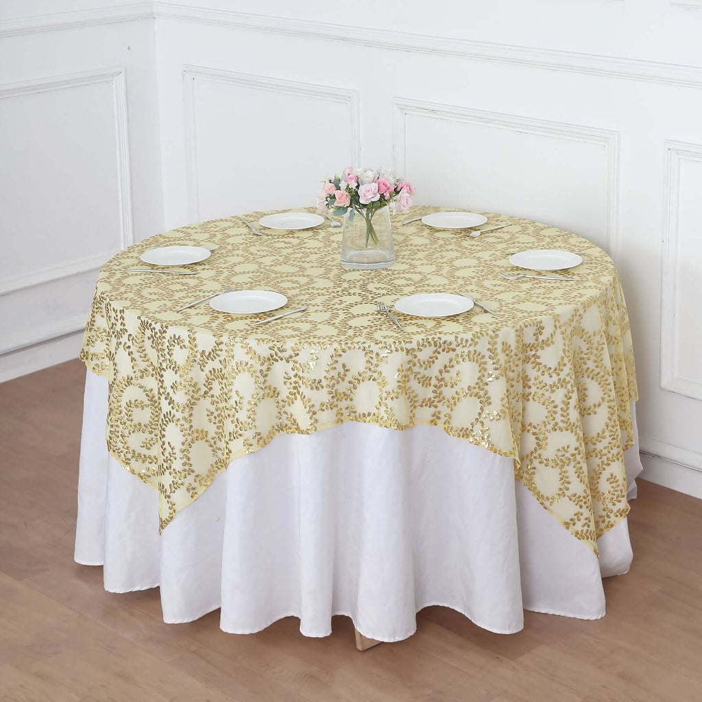 Tulle Table Overlay 72"x72" Gold by TableclothsFactory.com