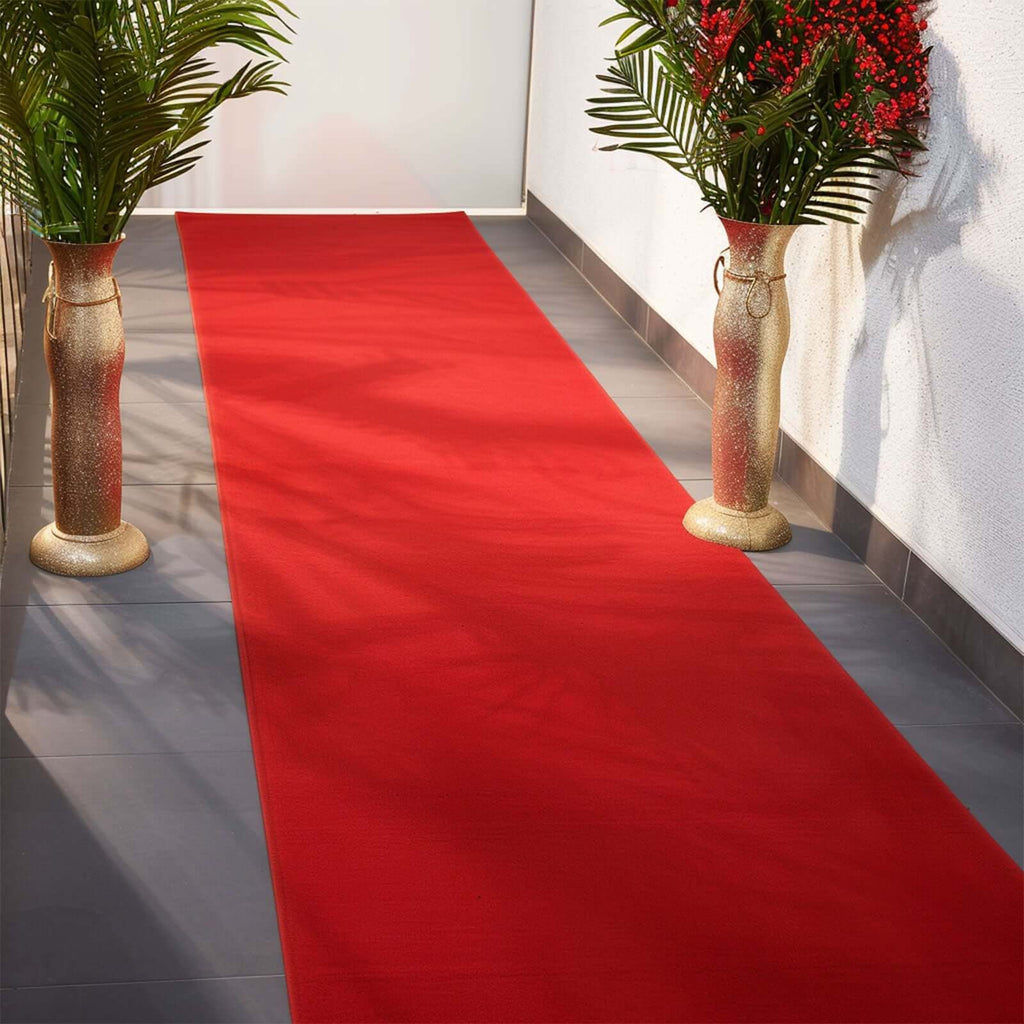 3Ft X 100Ft Red Rayon Wedding Aisle Runner, Non-Woven Carpet Runner