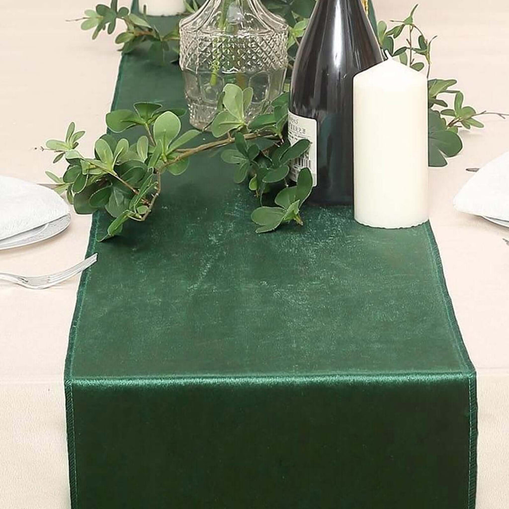 Velvet Table Runner 12"x108" Emerald Green by TableclothsFactory.com