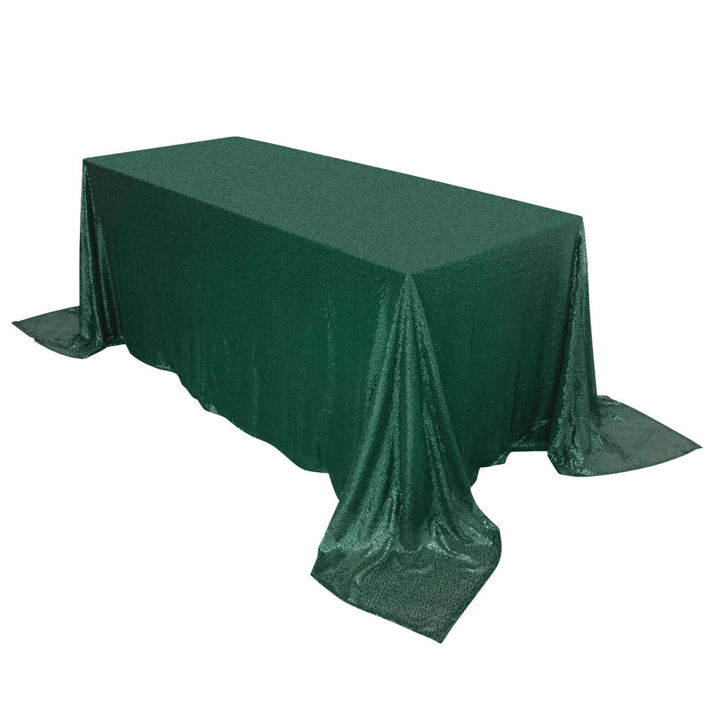 Sequin Tablecloth 90"x132" Emerald Green by TableclothsFactory.com