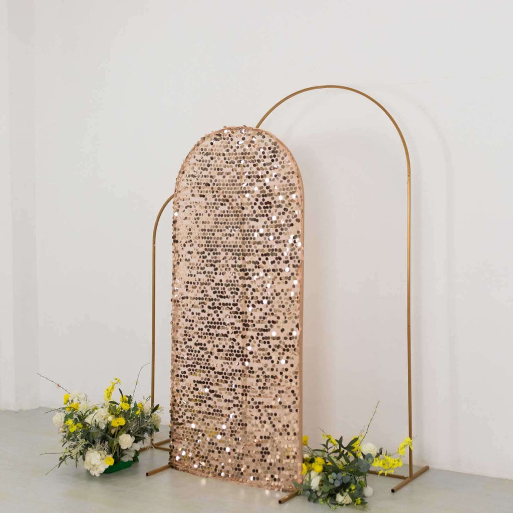 6ft Sparkly Rose Gold Big Payette Sequin Fitted Wedding Arch Cover for