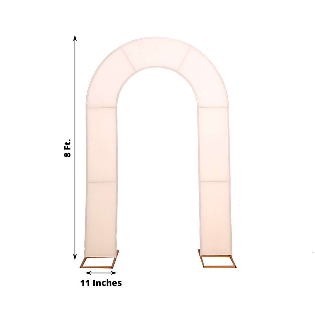 8ft Blush Spandex Fitted Open Arch Wedding Arch Cover, Double-Sided