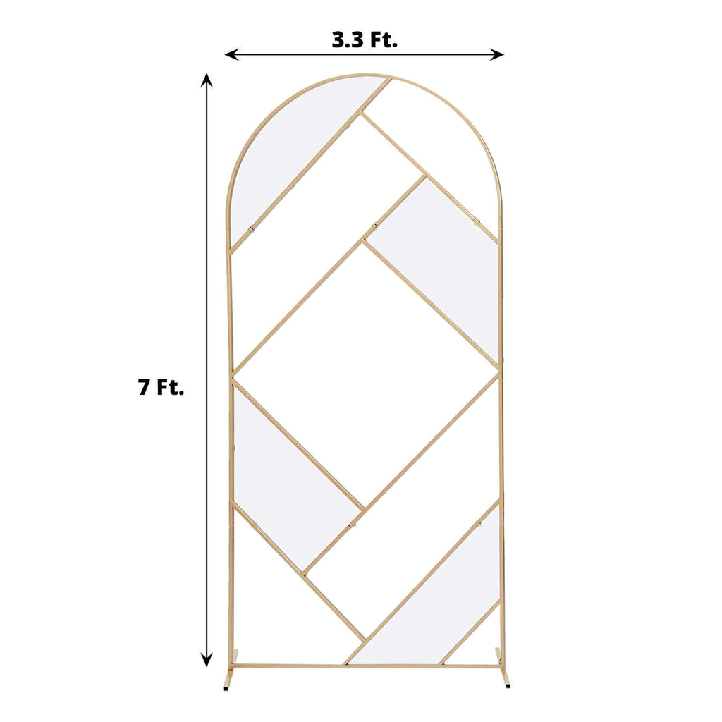 7ft Gold Metal Geometric Flower Frame Stand | tableclothsfactory.com