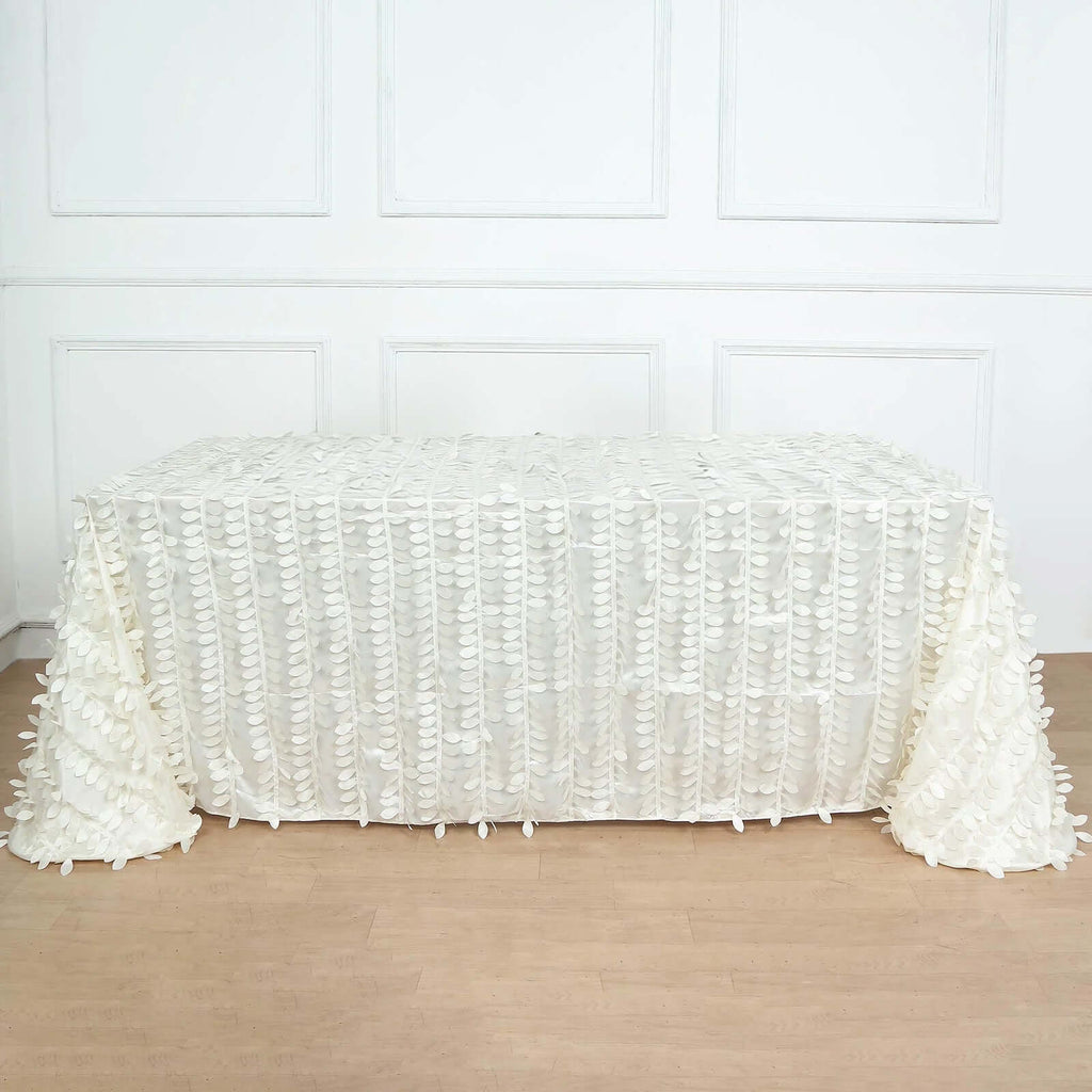 Leaf Taffeta Tablecloth 90"x132" Ivory by TableclothsFactory.com