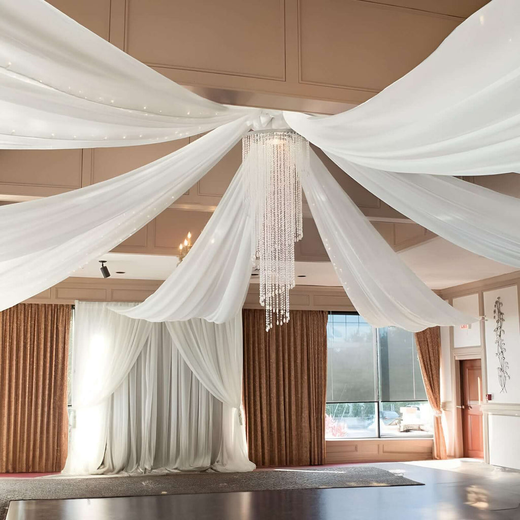 Ivory Sheer Ceiling Drape 10ftx40ft | tableclothsfactory.com