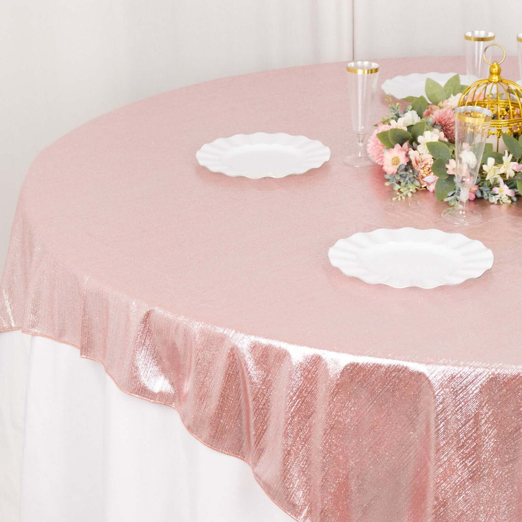 Sequin Dots Table Overlay 72"x72" Rose Gold by TableclothsFactory.com