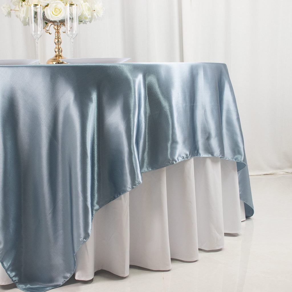 Satin Overlay 90"x90" Dusty Blue by TableclothsFactory.com