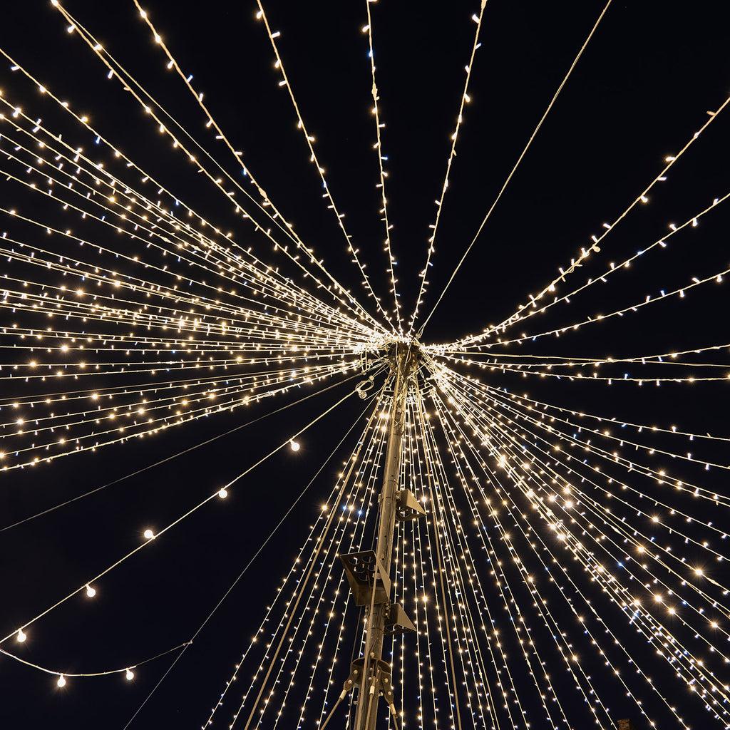 Warm White LED Curtain Lights 10x50ft | TableclothsFactory