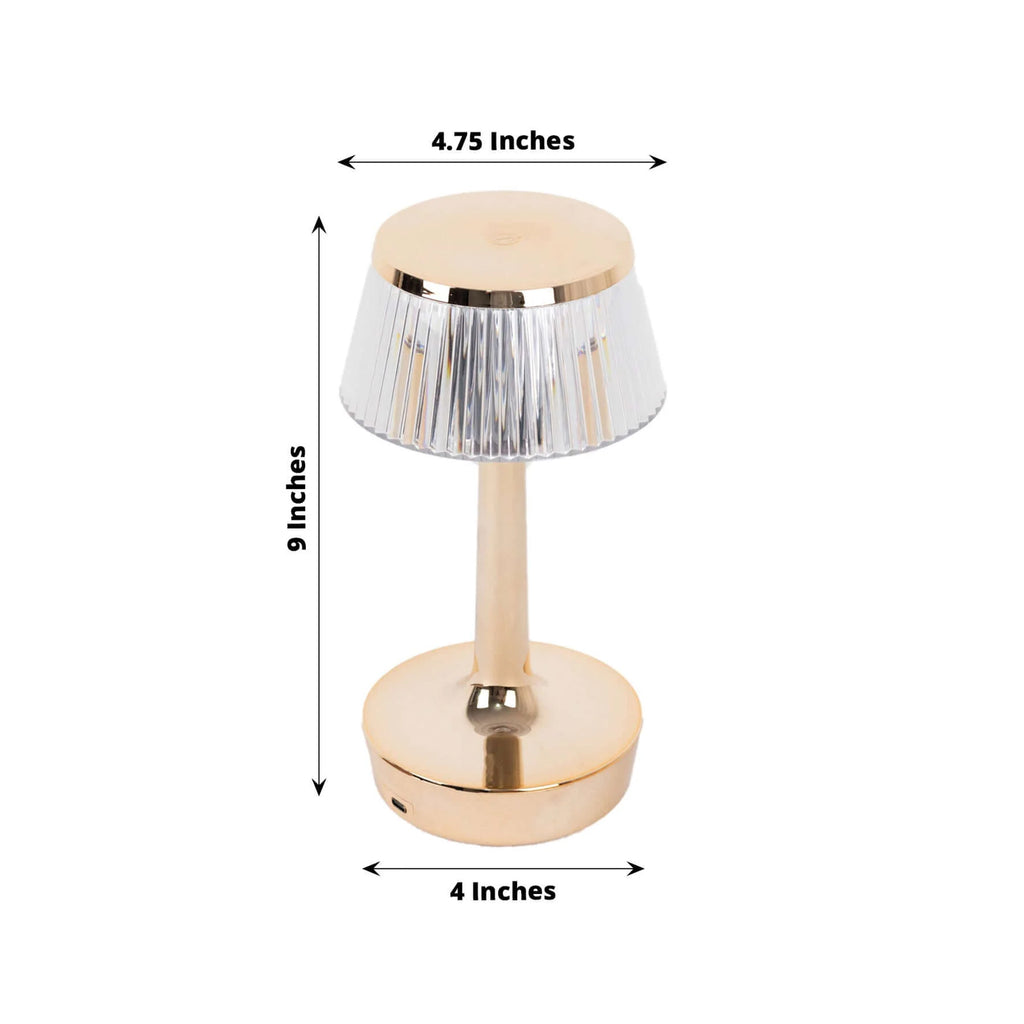 Acrylic LED Mushroom Table Lamp Clear Gold 9" by TableclothsFactory.com